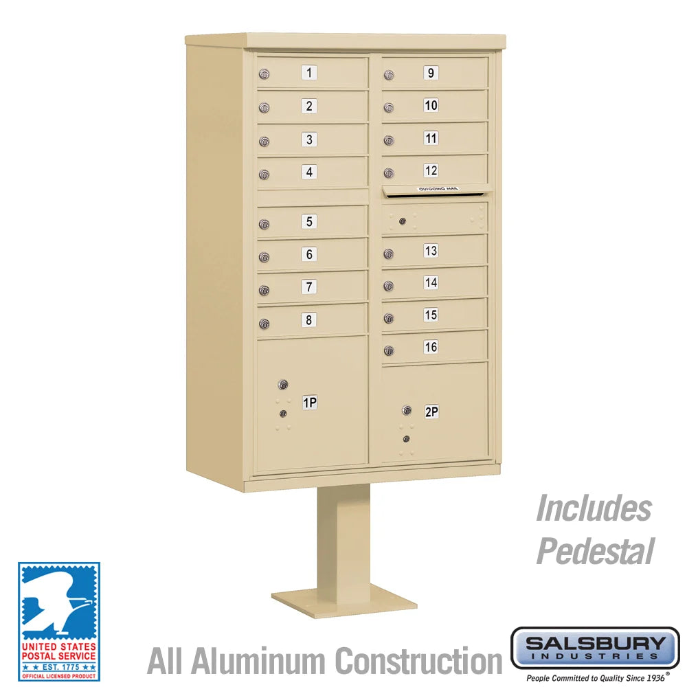 Salsbury 3316 Cluster Box Unit with 16 Doors and 2 Parcel Lockers with ...