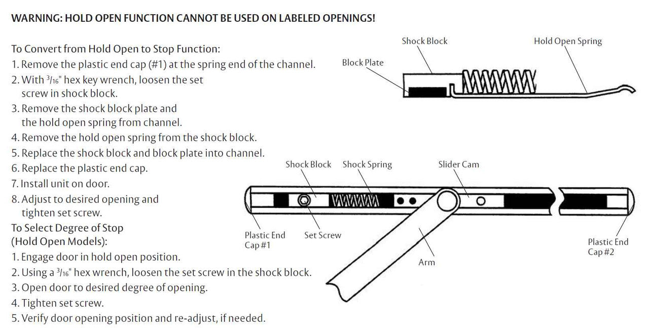 Rockwood OH104S Heavy Duty Concealed Overhead Stop Only for 41" to 46 ...