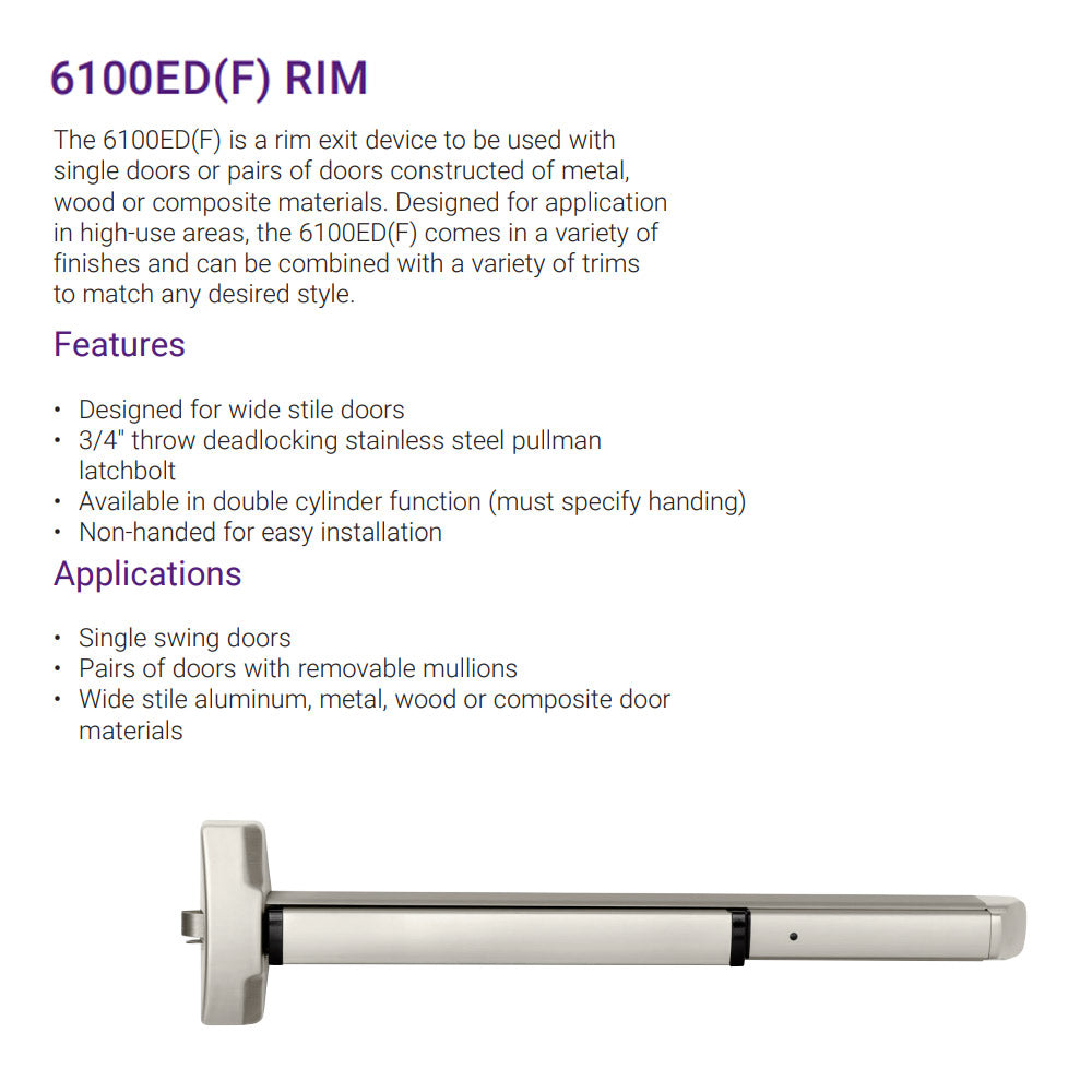 Accentra 6100ED Series Rim Exit Device – US Lock Supply
