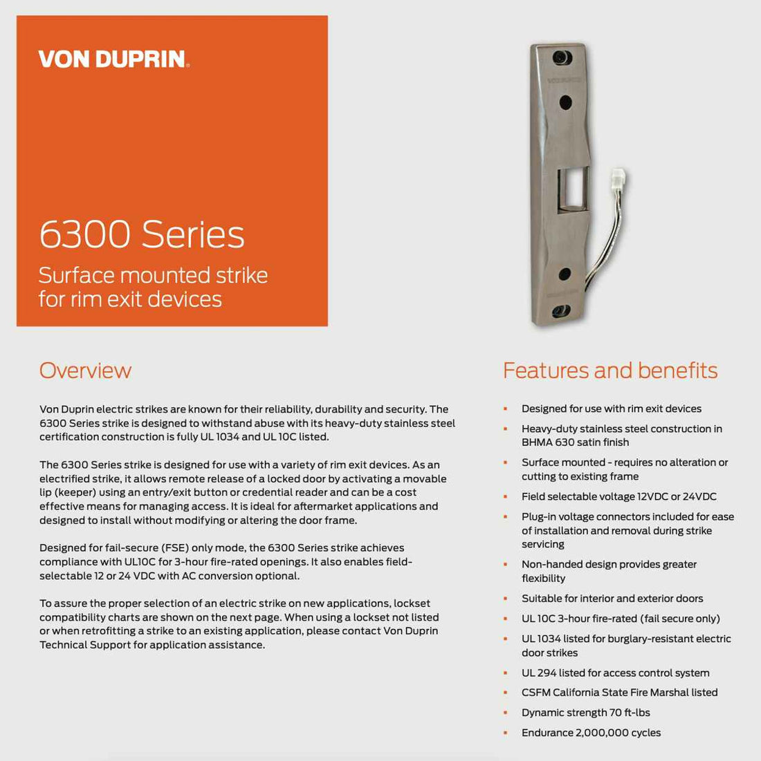 Von Duprin 6300 Electric Strike – US Lock Supply
