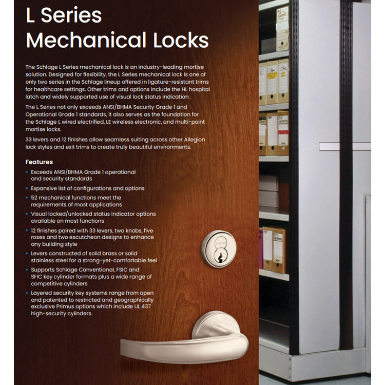 Schlage L9080 - Storeroom Mortise Lock - Grade 1 Non-Deadbolt Function ...
