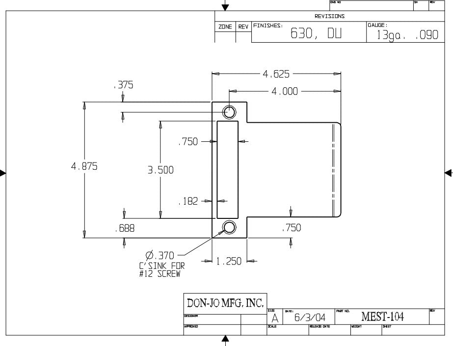 Don-jo MEST 104 Extended Lip ASA Strike, 4 7/8" x 4" Non Ferrous Mater ...