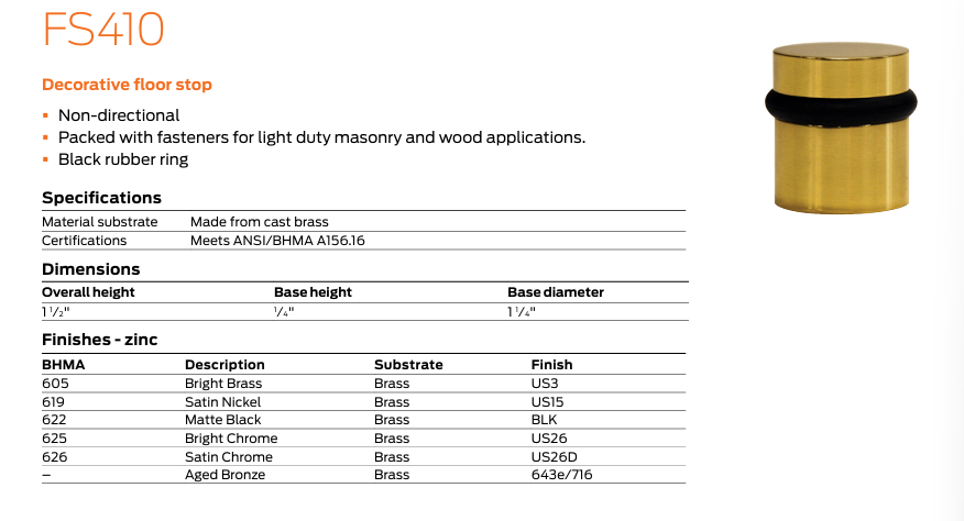 Ives - FS410 Universal Floor Dome Stop – US Lock Supply