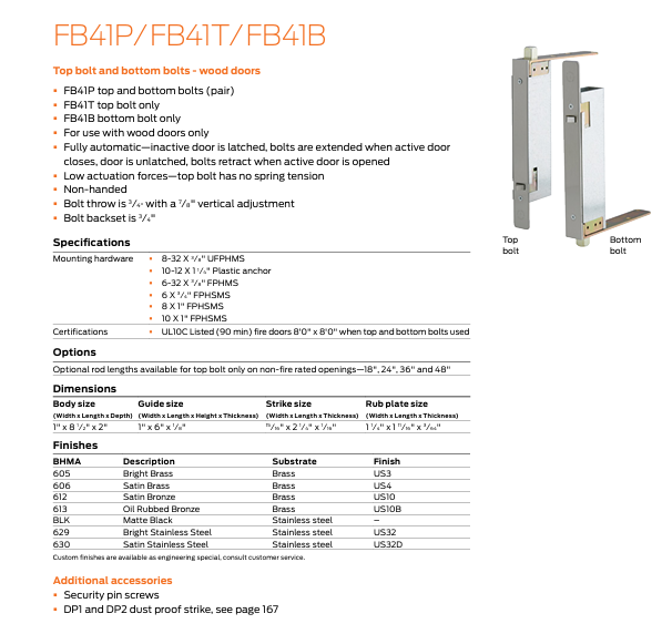 Ives - FB41 Automatic Flush Bolt for Wood Doors – US Lock Supply