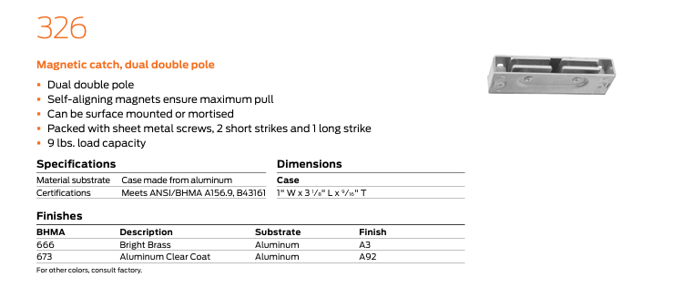 Ives - 326 Dual Double Pole Magnetic Catch – US Lock Supply