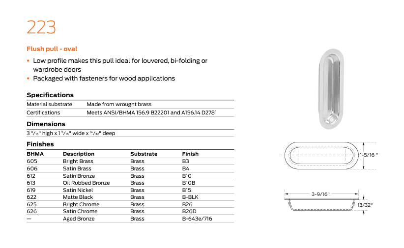 Ives - 223 Oval Flush Pull – US Lock Supply
